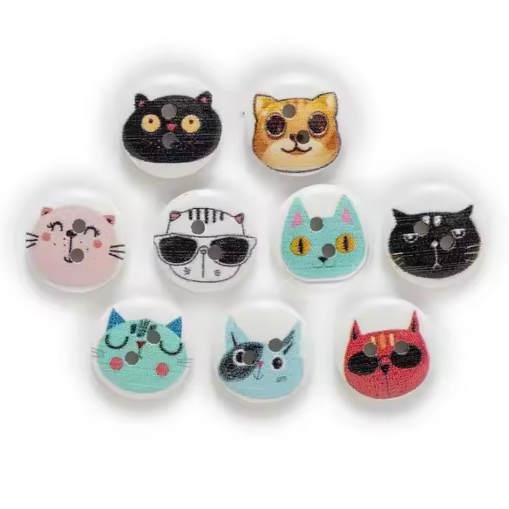 Wooden Cat Buttons, 15mm – EweMomma